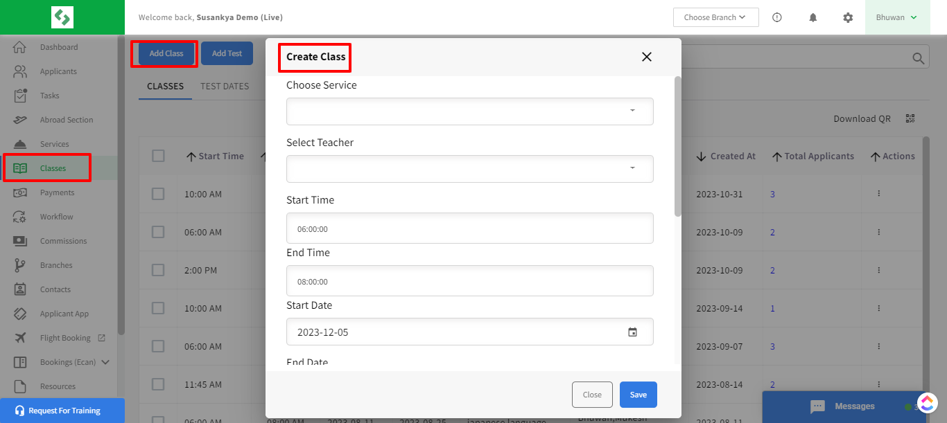 How to Create a Class in CMST – Consultancy Manager (CMST) Support
